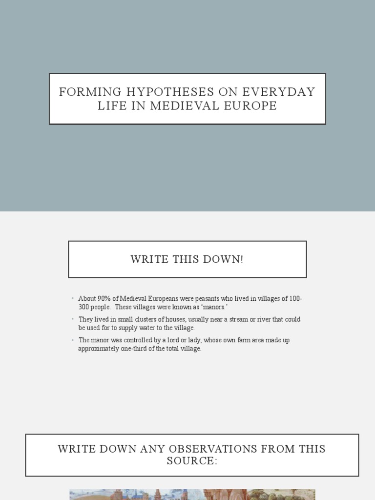 Hypothesizing About Daily Life and Food Consumption in Medieval ...