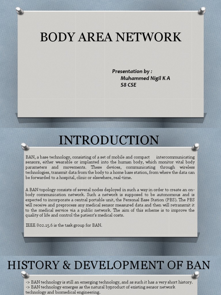 Body Area Network: Presentation By: Muhammed Nigil K A S8 Cse | PDF ...