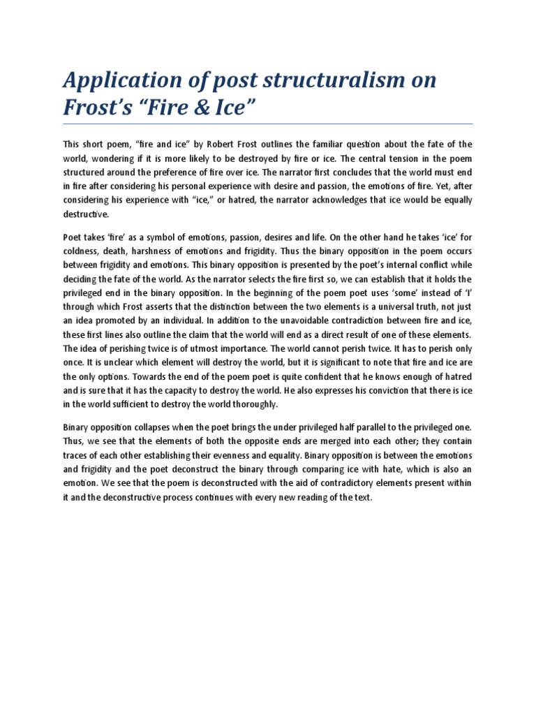 Post-Structuralism in Frost's Poem | PDF | Hatred | Passion (Emotion)