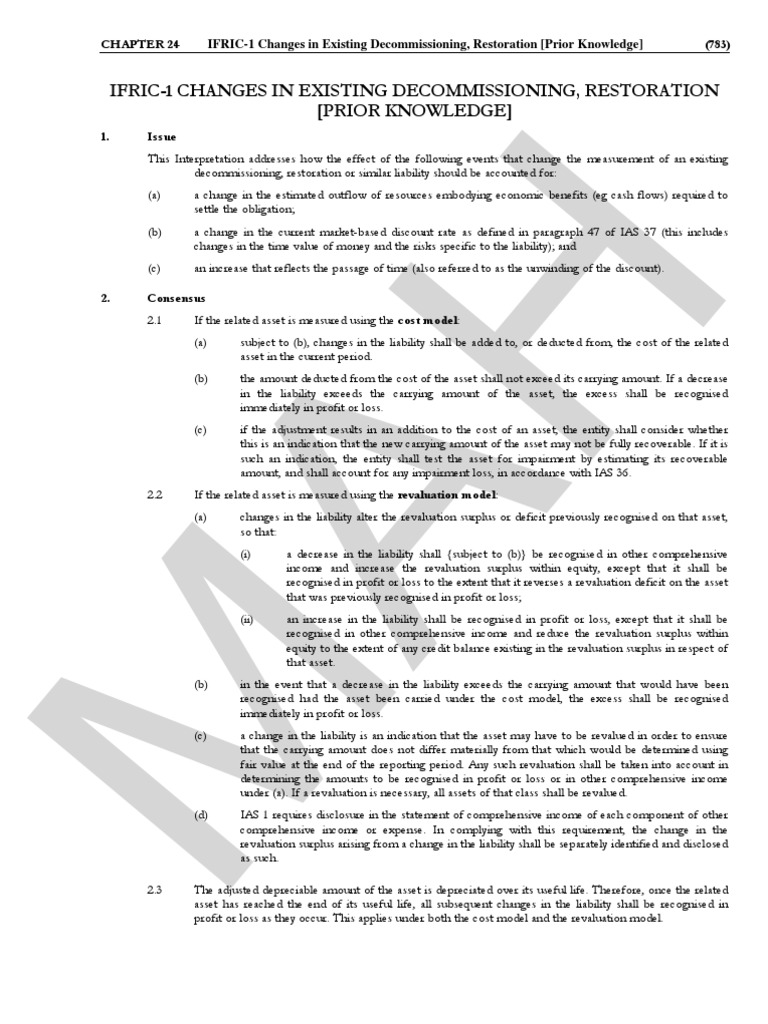 Ifric-1 Changes in Existing Decommissioning, Restoration (Prior ...