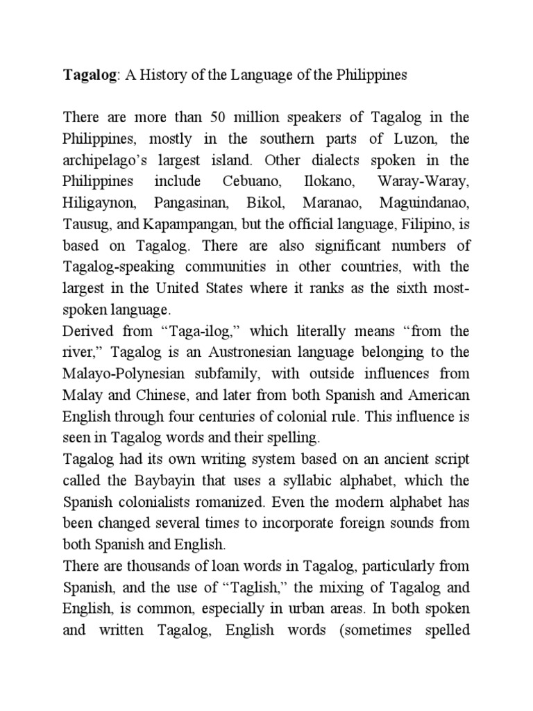 Tagalog: A History of The Language of The Philippines | PDF | Tagalog ...