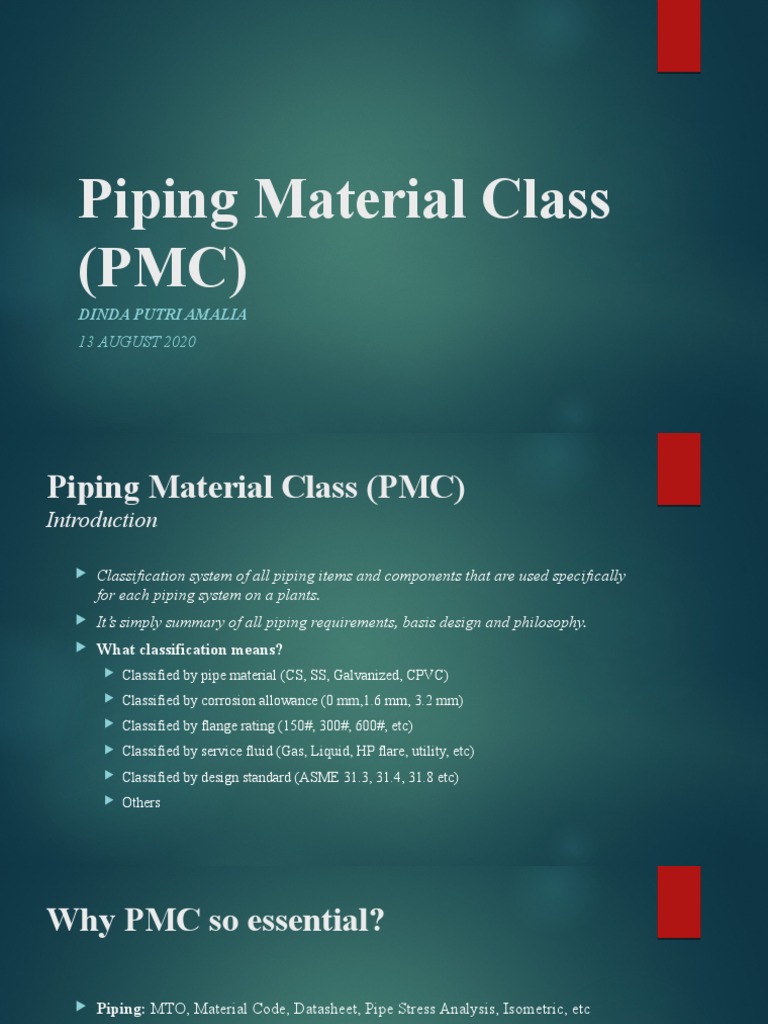 Piping Material Class (PMC) : Dinda Putri Amalia | PDF | Pipe (Fluid ...