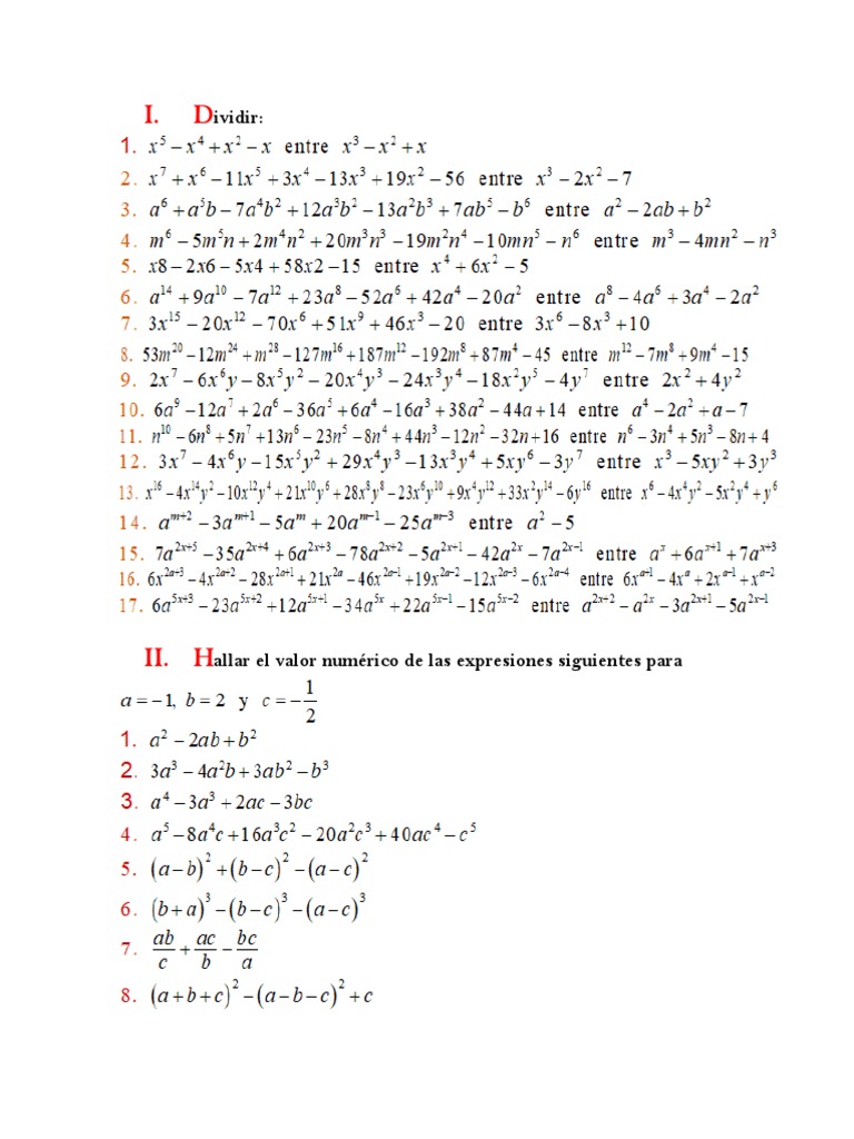 Suma, Resta, Multiplicación y División | PDF