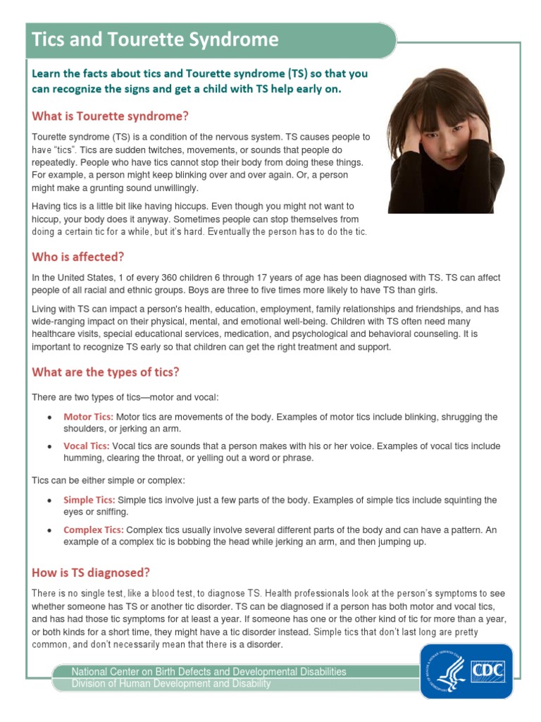 Tics and Tourette Fact Sheet Final PDF | PDF | Tourette Syndrome ...