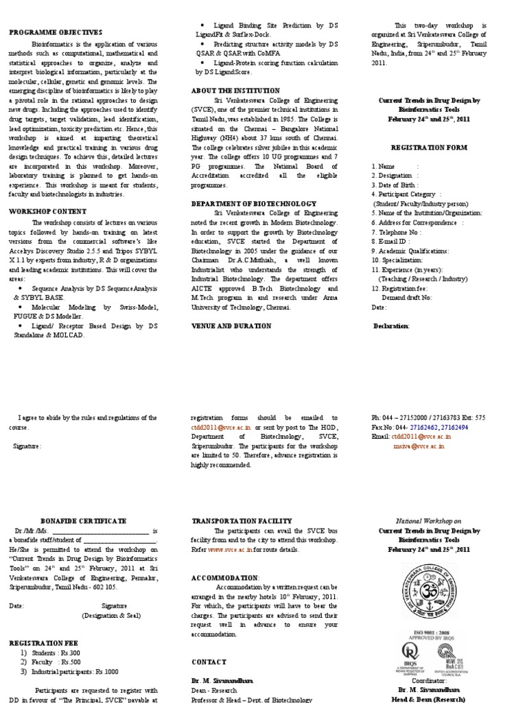 Final Broucher | PDF | Quantitative Structure–Activity Relationship | Science And Technology