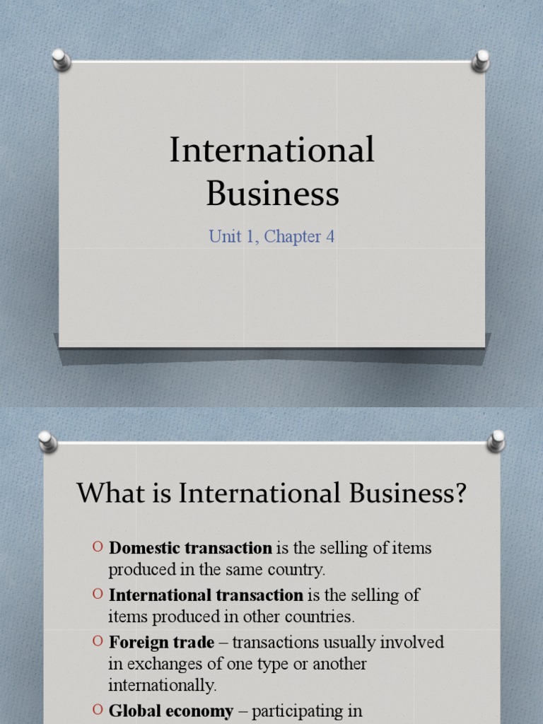 International Business: Unit 1, Chapter 4 | PDF | World Trade ...