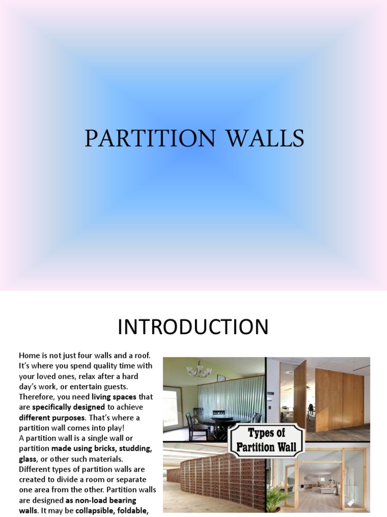 Types and Benefits of Partition Walls | PDF | Wall | Drywall