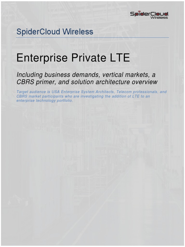 Enterprise Private Lte: Spidercloud Wireless | PDF | Wi Fi | Computer ...