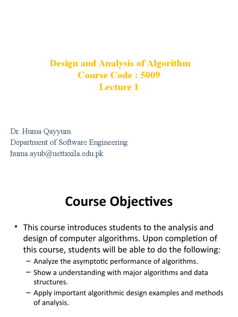 Design and Analysis of Algorithm Course Code: 5009 | PDF | Computational Complexity Theory ...
