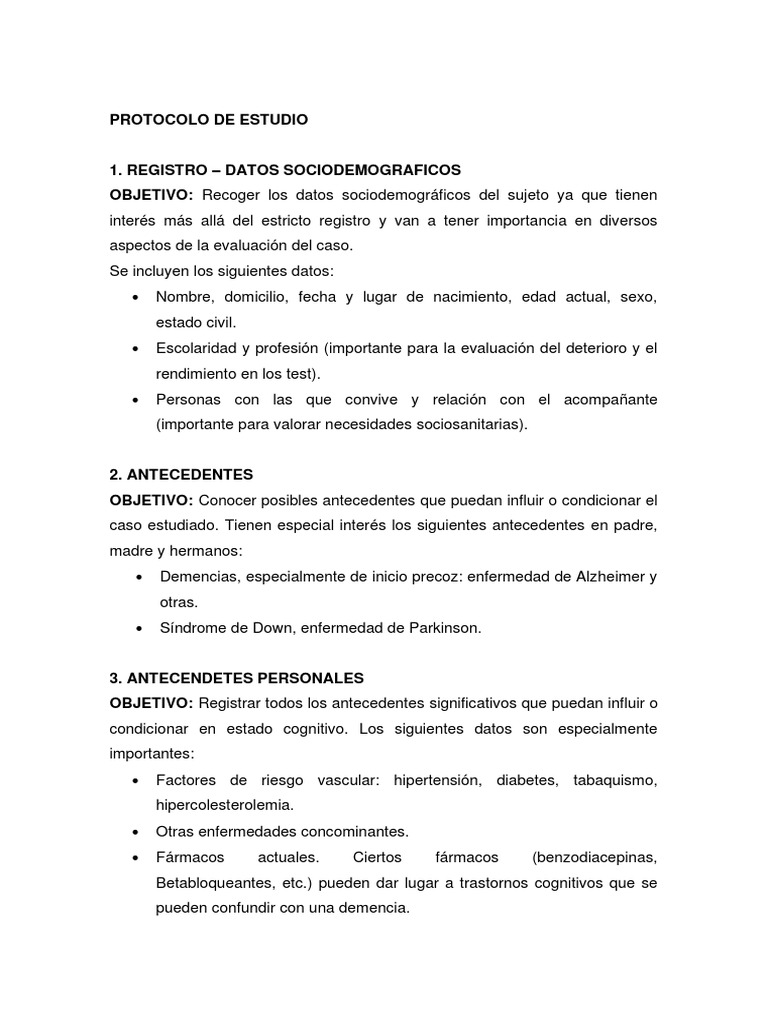 Protocolo MINI MENTAL | PDF | Trastorno mental | Demencia