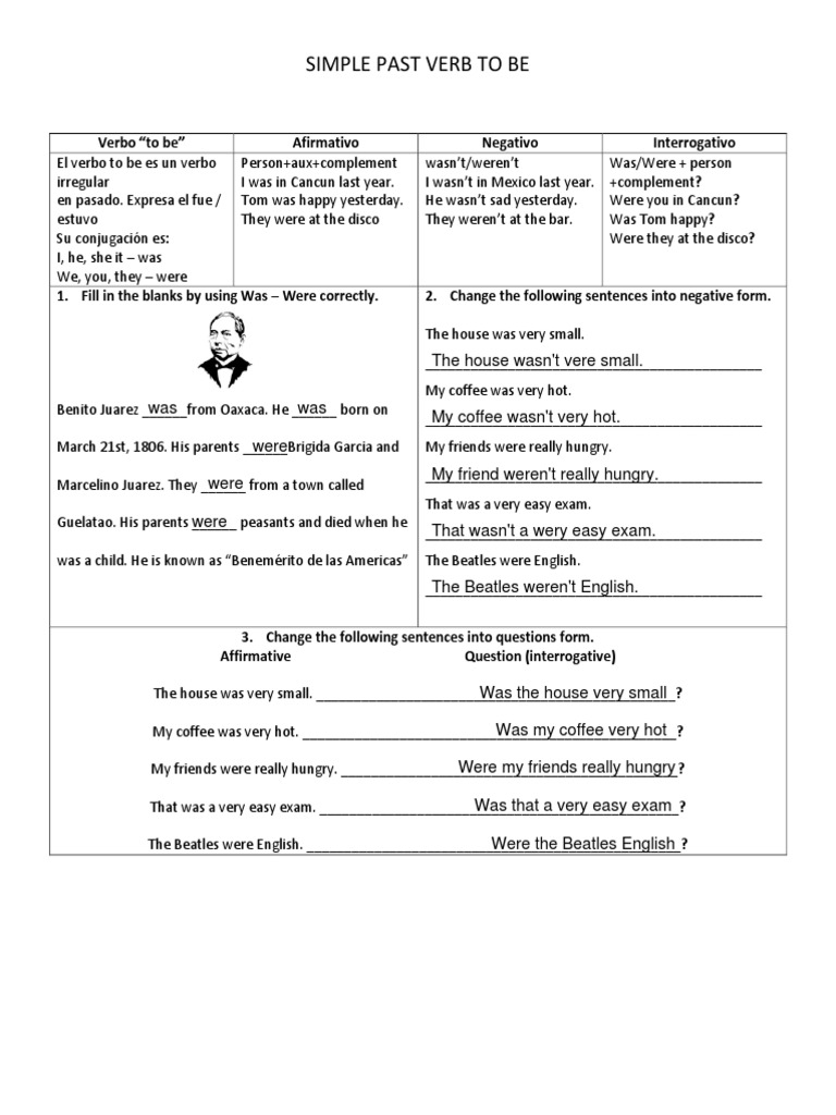Simple Past Verb To Be | PDF | Communication | Morphology