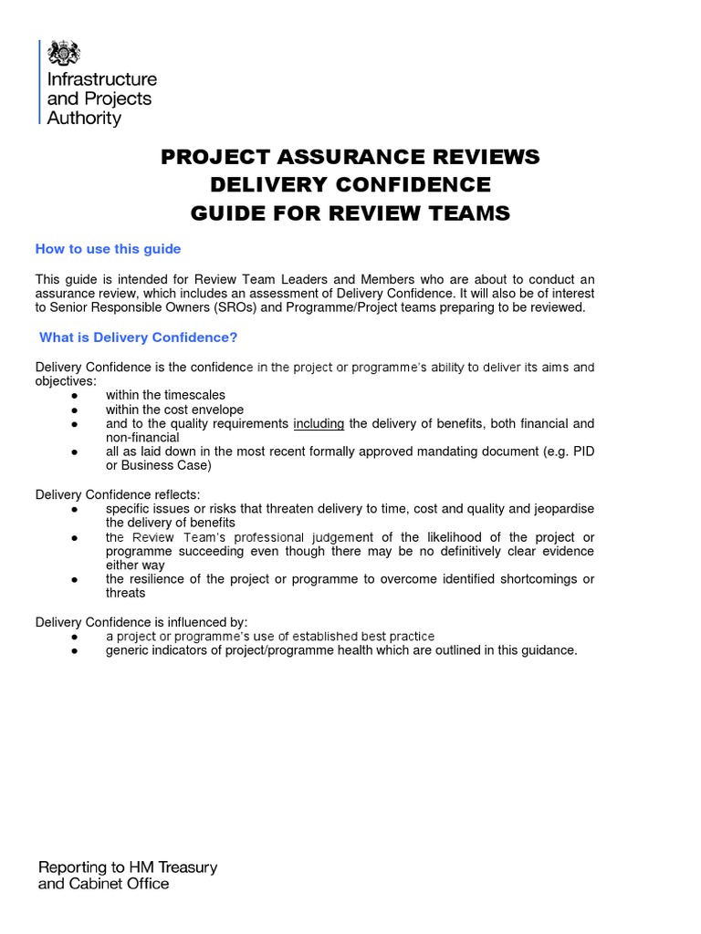 Project Assurance Reviews Delivery Confidence Guide For Review Teams ...