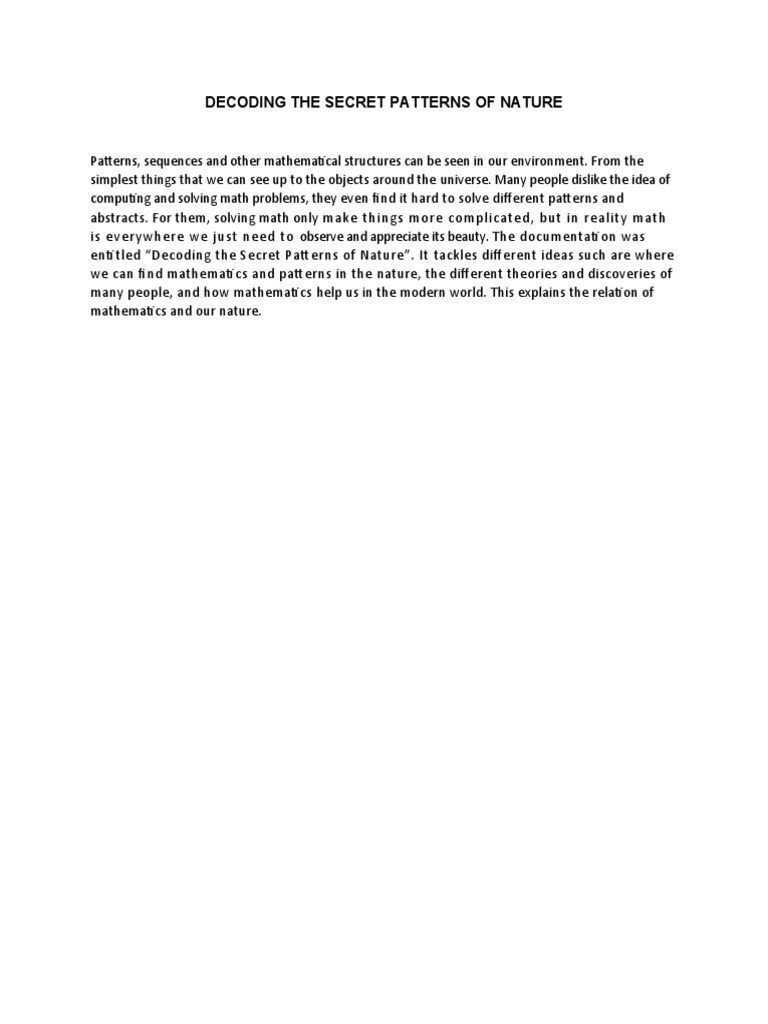 Decoding The Secret Patterns Of Nature Pdf