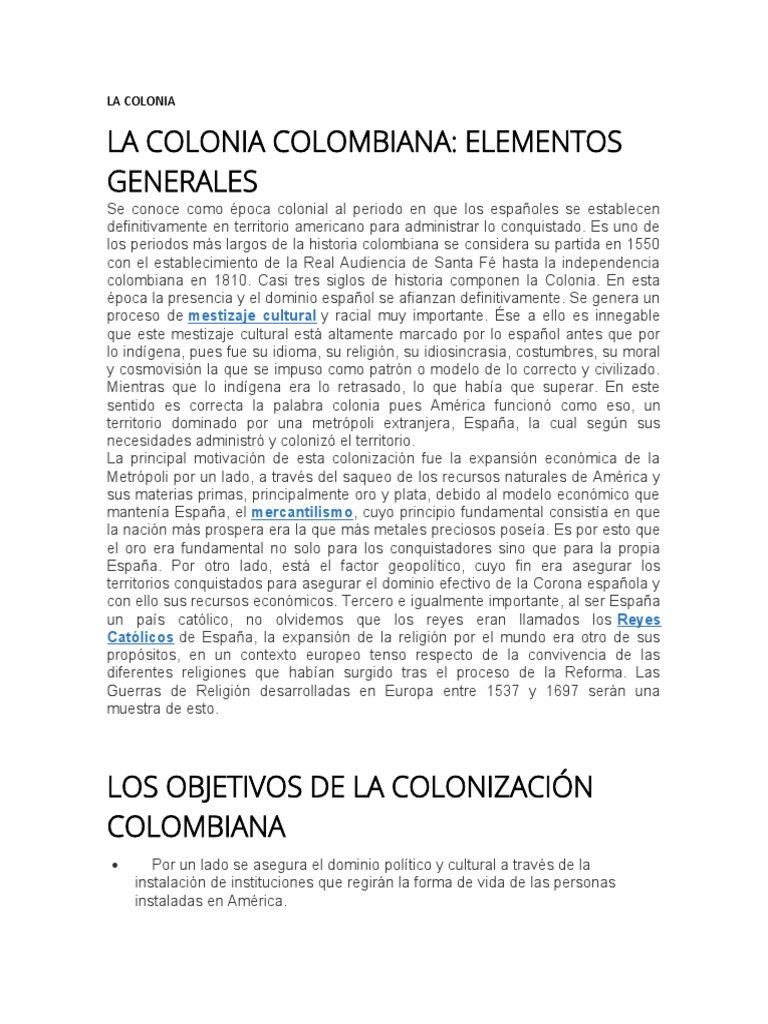La Colonia | PDF | Colonialismo | Nueva españa