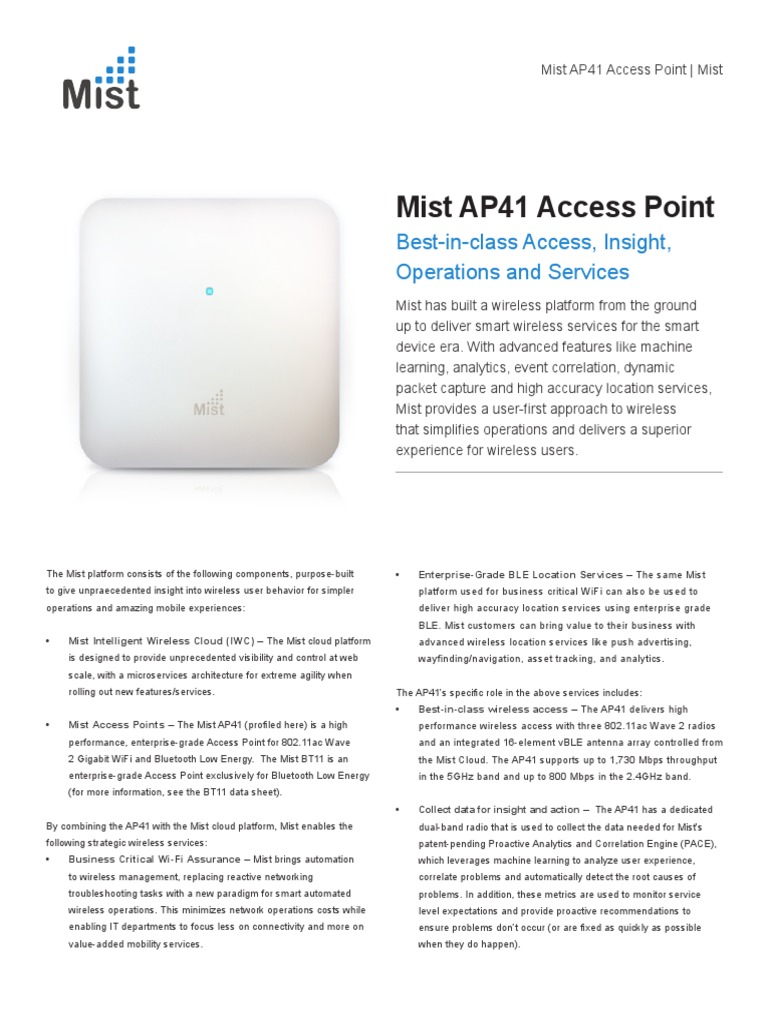 Juniper - Mist AP41 Access Point | PDF | Internet Of Things | Wi Fi