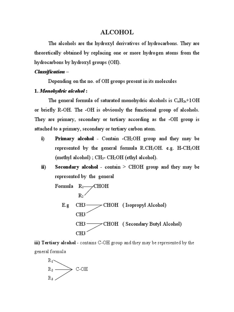 Alcohol: Classification | PDF | Ethanol | Alcohol