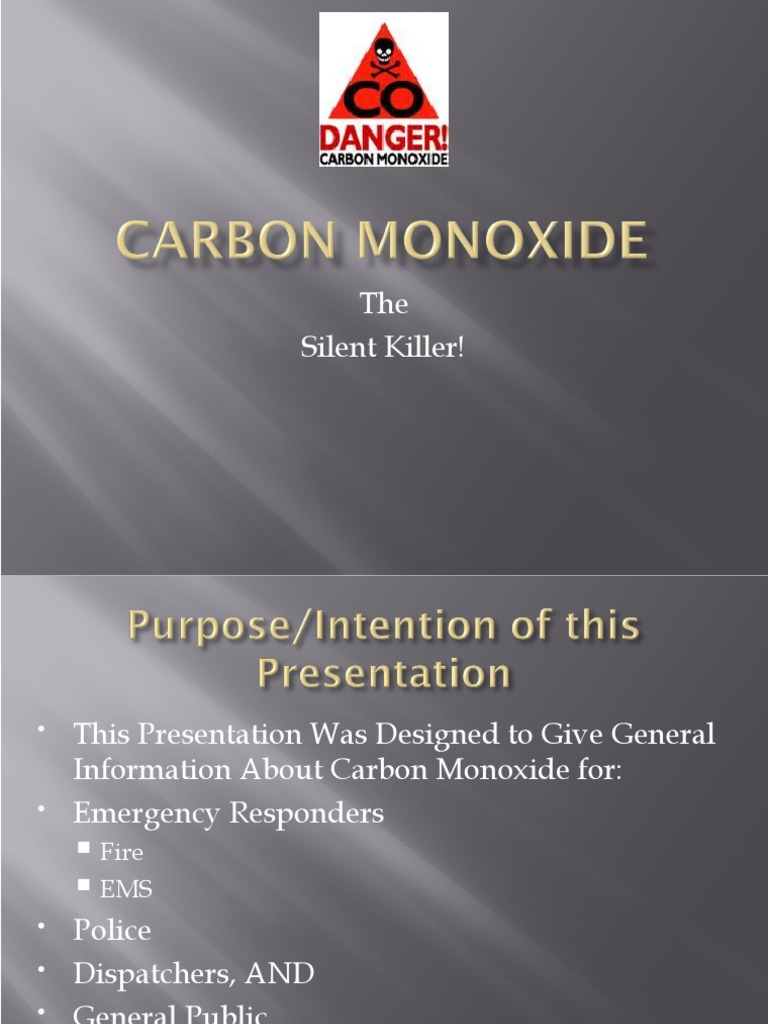 CO Presentation Final | PDF | Carbon Monoxide | Combustion