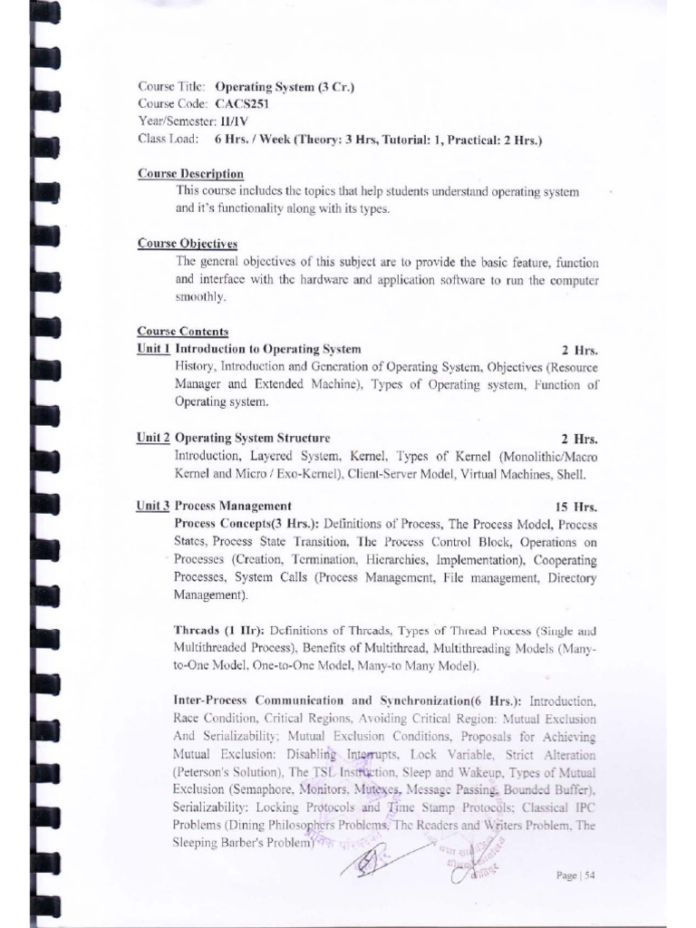 Operating System Syllabus | PDF