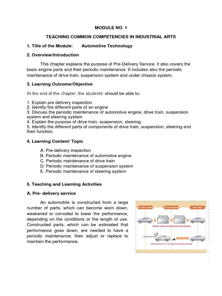 Module 1 - Industrial Arts PDF | PDF | Motor Oil | Clutch