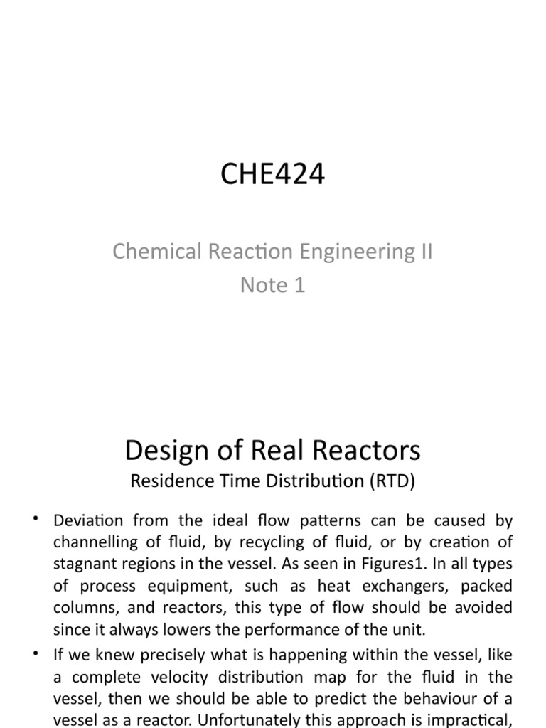 Chemical Reaction Engineering II Note 1 | PDF | Chemical Reactor ...