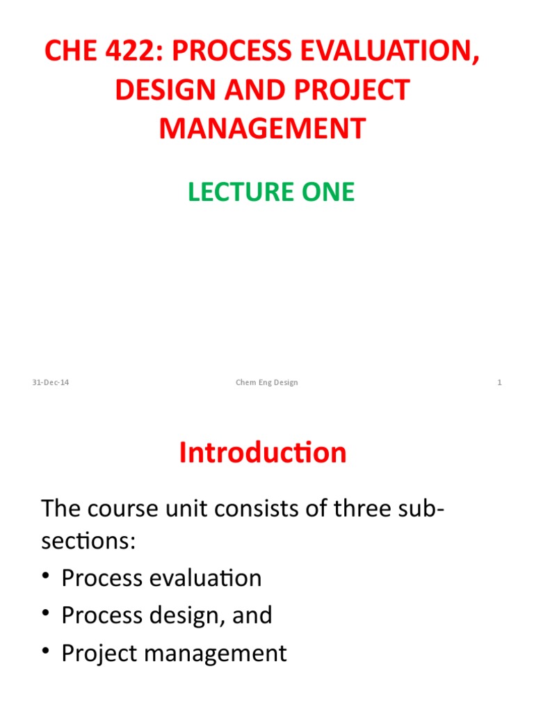 CHE 422 Process Design & Project Management | PDF | Project Management | Business