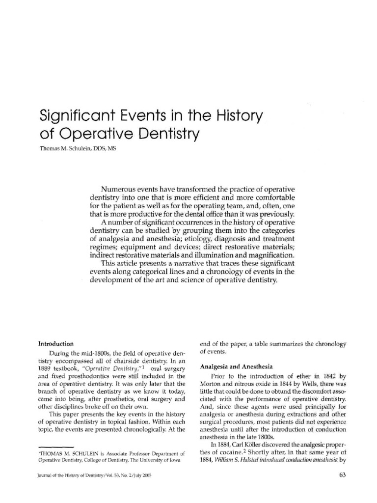 The History of Operative Dentistry PDF | PDF