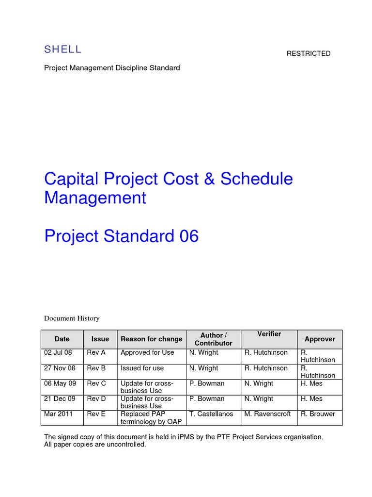 PS 06 Capital Project Controls & Management of Change | PDF | Project ...