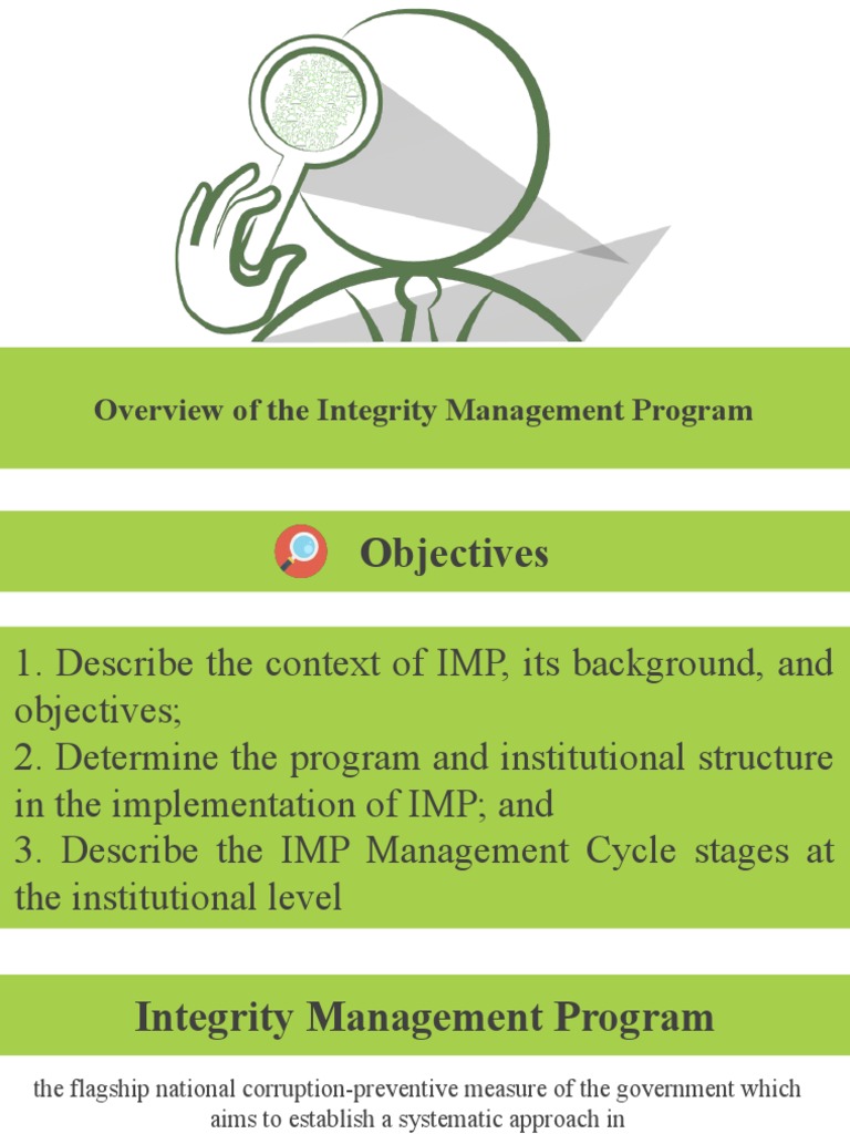 Overview of The Integrity Management Program | PDF | Integrity | Corruption