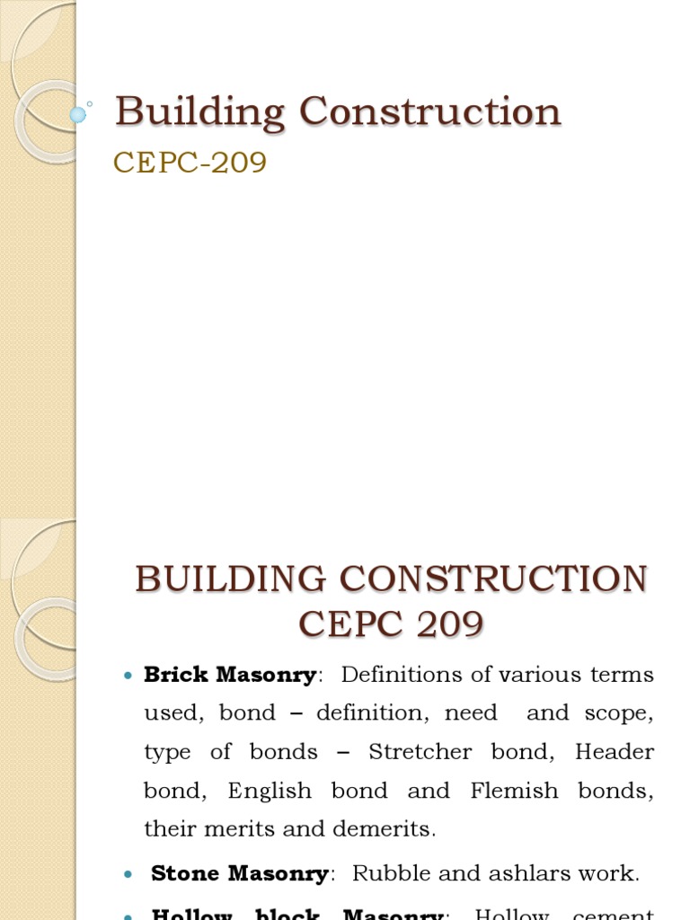Chapter 1 Building Construction | PDF | Brick | Masonry