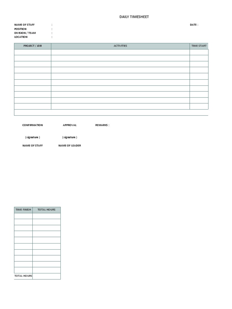 TEMPLATE - GA - Daily Timesheet | PDF