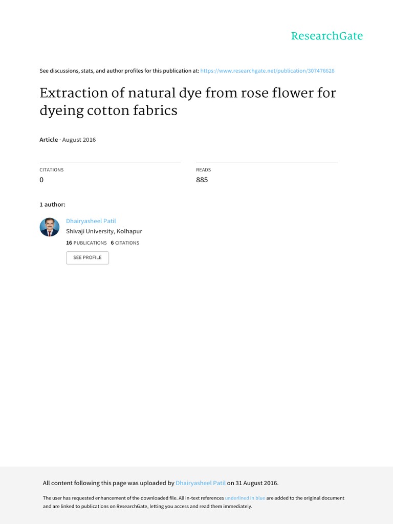 Extraction of Natural Dye From Rose Flower For Dyeing Cotton Fabrics ...