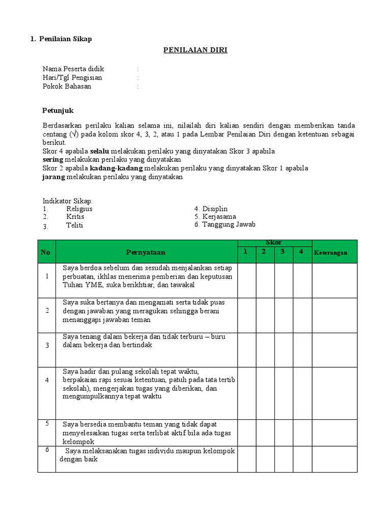 Contoh Evaluasi Pembelajaran Matriks | PDF