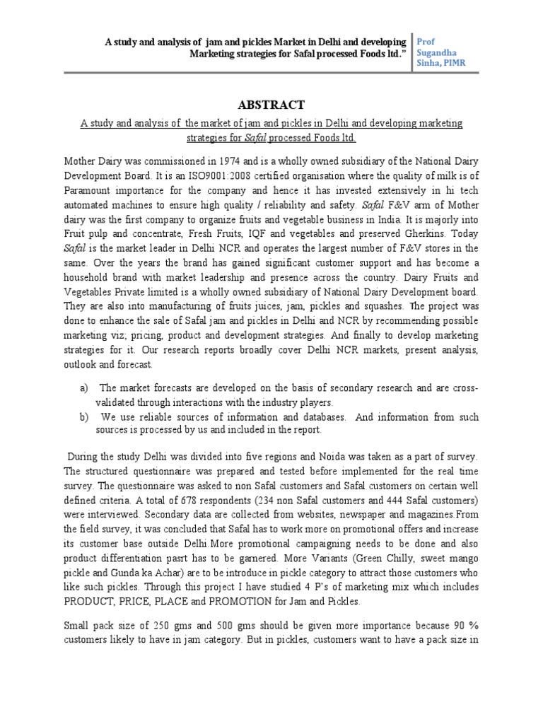 Delhi Jam & Pickles Market Strategy | PDF | Retail | Marketing