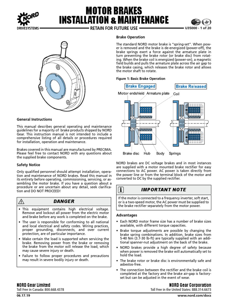 NORD Motor Brake Installation Guide | PDF | Rectifier | Electric Motor