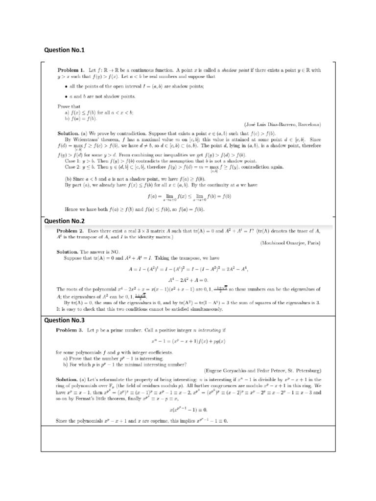 Question Bank For NUMO 2019 PDF | PDF