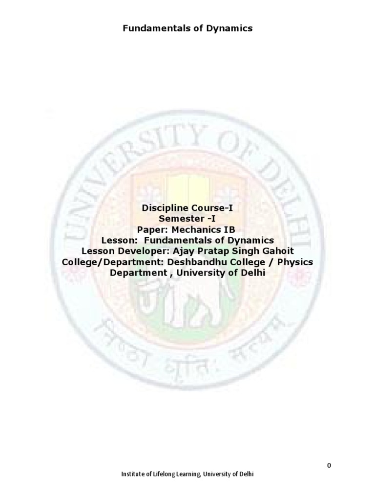 Fundamentals of Dynamics | PDF | Rotation Around A Fixed Axis | Euclidean Vector