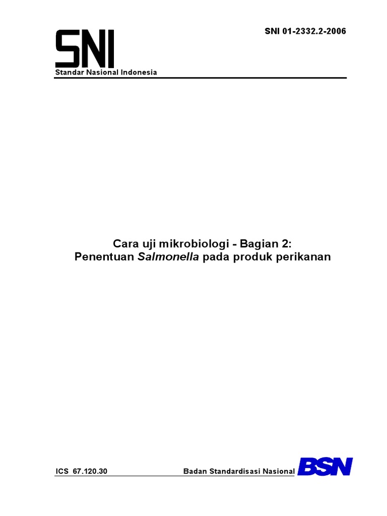 SNI 01 2332 2 2006 Uji Mikrobiologi Salmonella | PDF | Pengembangan ...