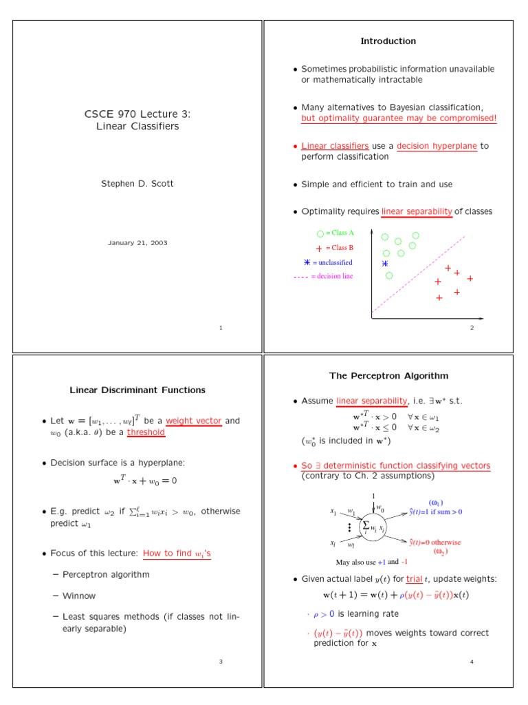 3 Linear | PDF | Statistical Classification | Theoretical Computer Science