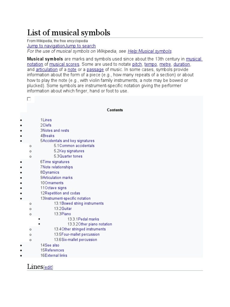 List of Musical Symbols | PDF | Clef | Musical Notation