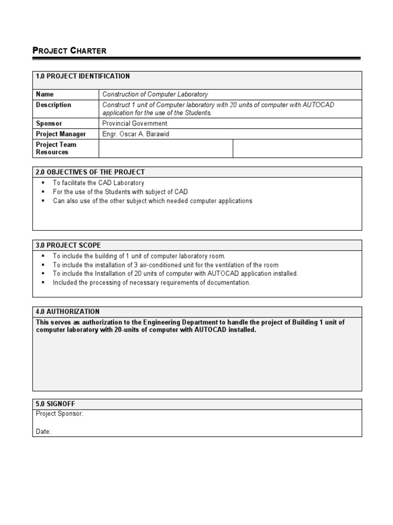 Project Charter Template 02 | PDF