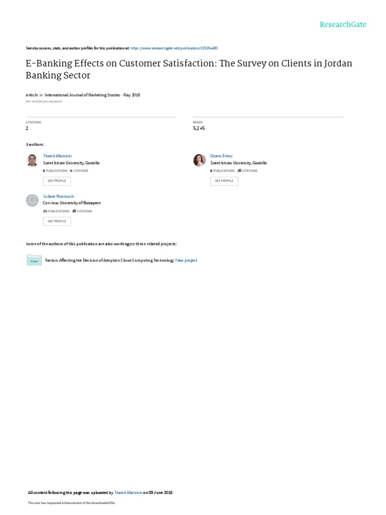 E-Banking Effects On Customer Satisfaction: The Survey On Clients in ...