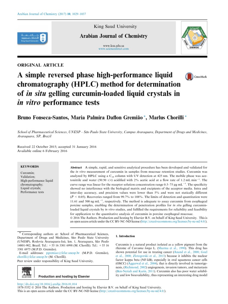 Curcumin HPLC | PDF | High Performance Liquid Chromatography ...