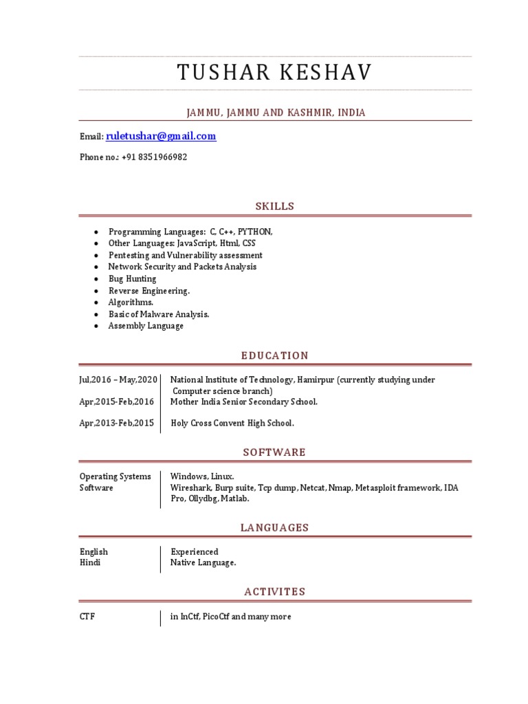 Tushar Keshav: Skills | PDF