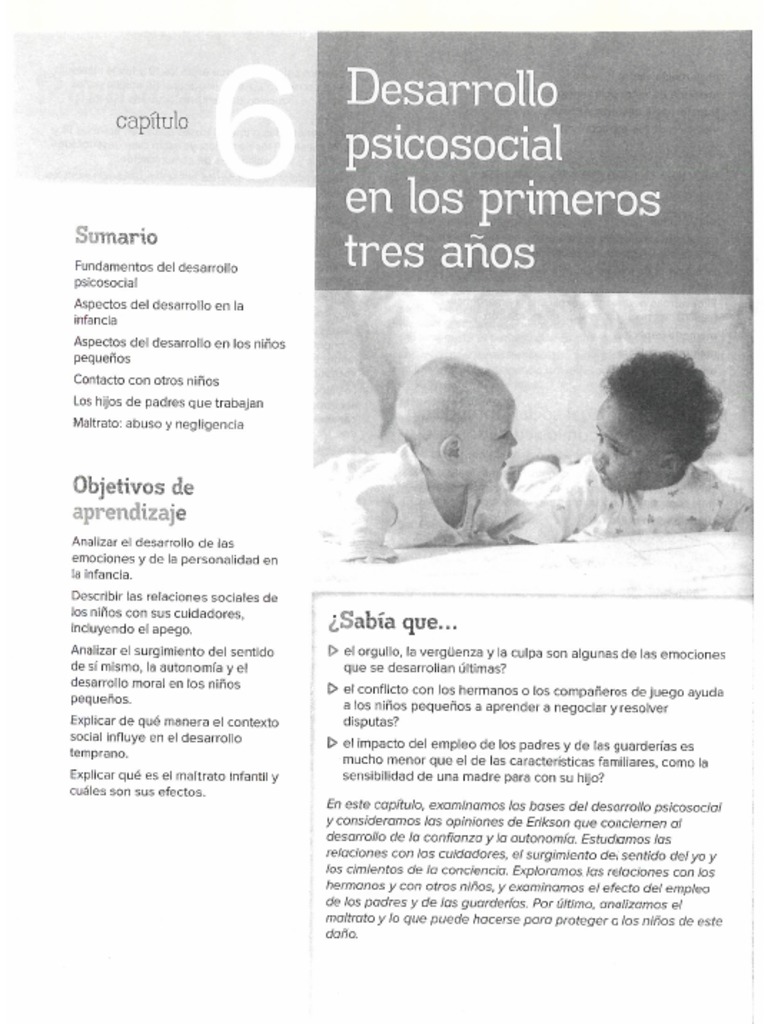 Capítulo 6 Desarrollo Psicosocial en Los Primeros Tres Años (Papalia) | PDF