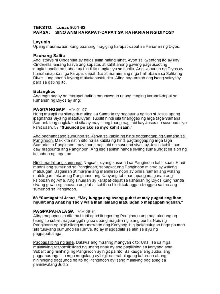 SINO ANG KARAPAT-DAPAT SA KAHARIAN NG DIYOS (Friday B.S. 10012020) | PDF