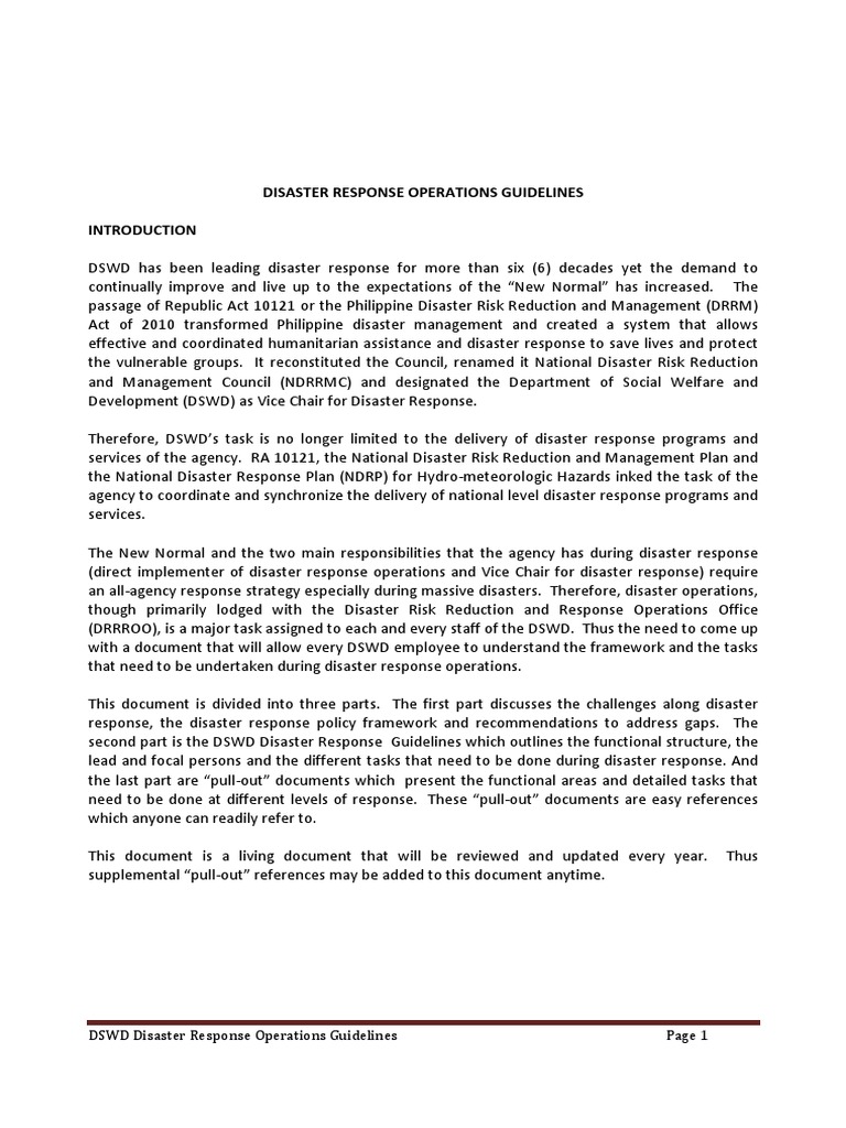 Disaster Response Guidelines | Download Free PDF | Hazards | Emergency ...
