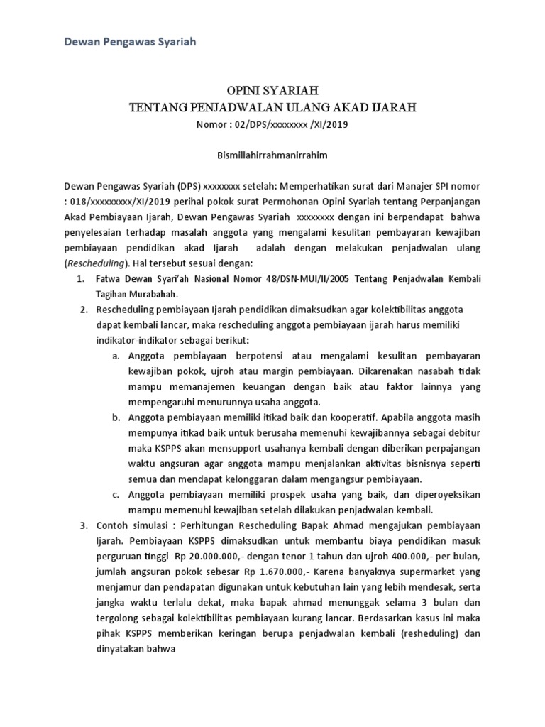 Opini Syariah (Contoh) | PDF