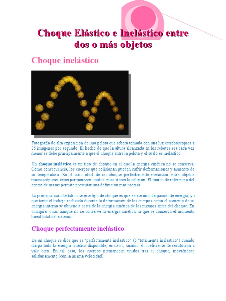 Choque Elástico e Inelástico Entre Dos o Más Objetos WWWWW | PDF ...