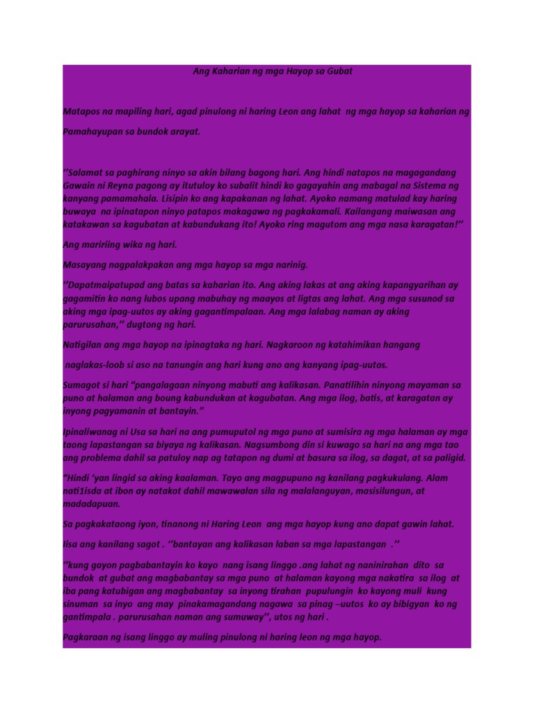 Ang Kaharian NG Mga Hayop Sa Gubat | PDF