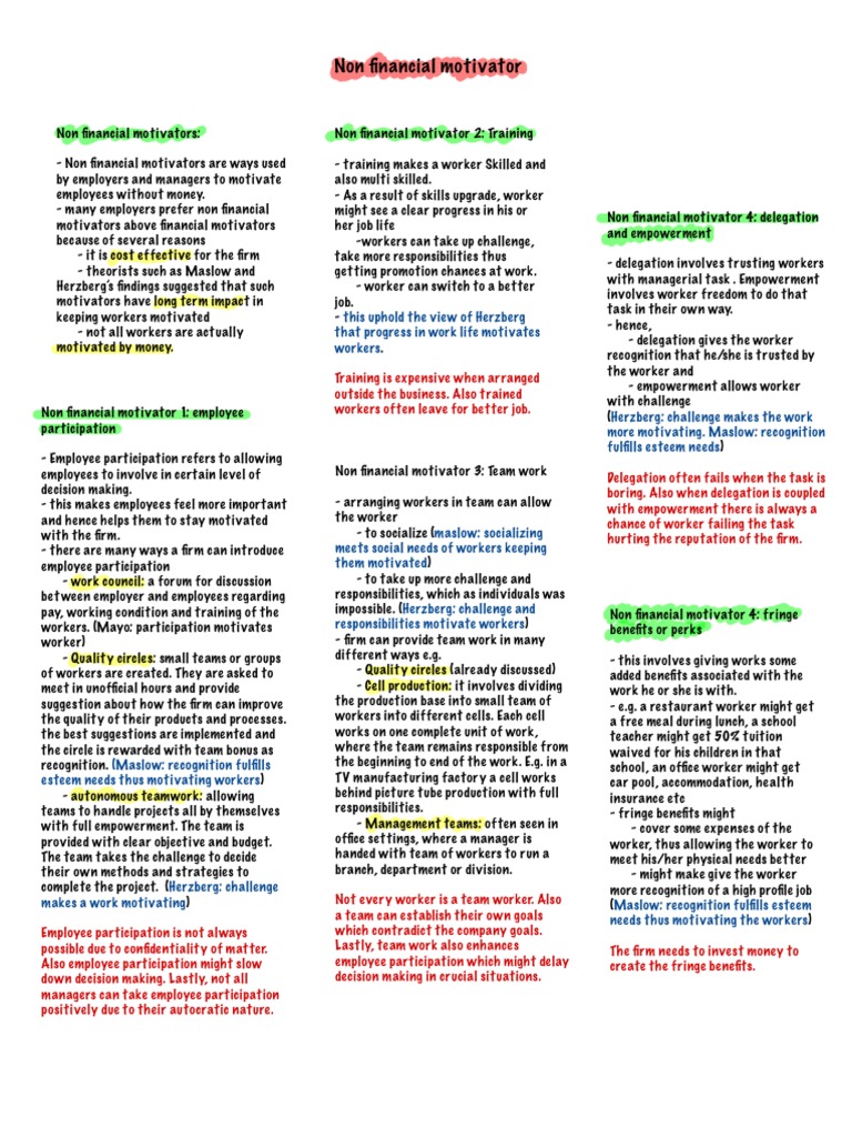Non Financial Motivation PDF | PDF | Motivation | Motivational